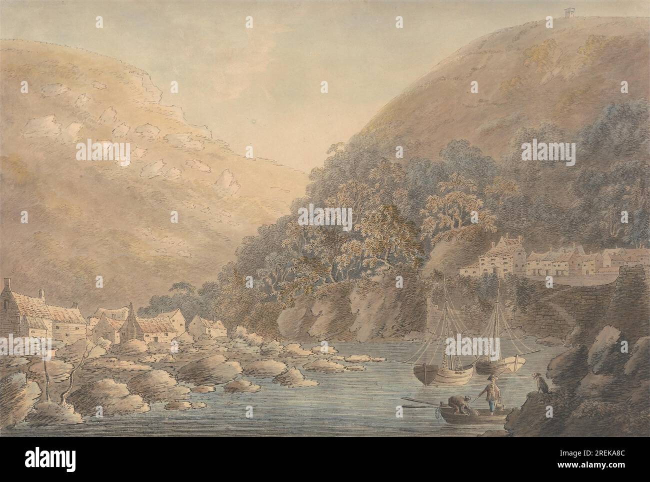 Lynmouth Quay by Robert Marris Stock Photo - Alamy