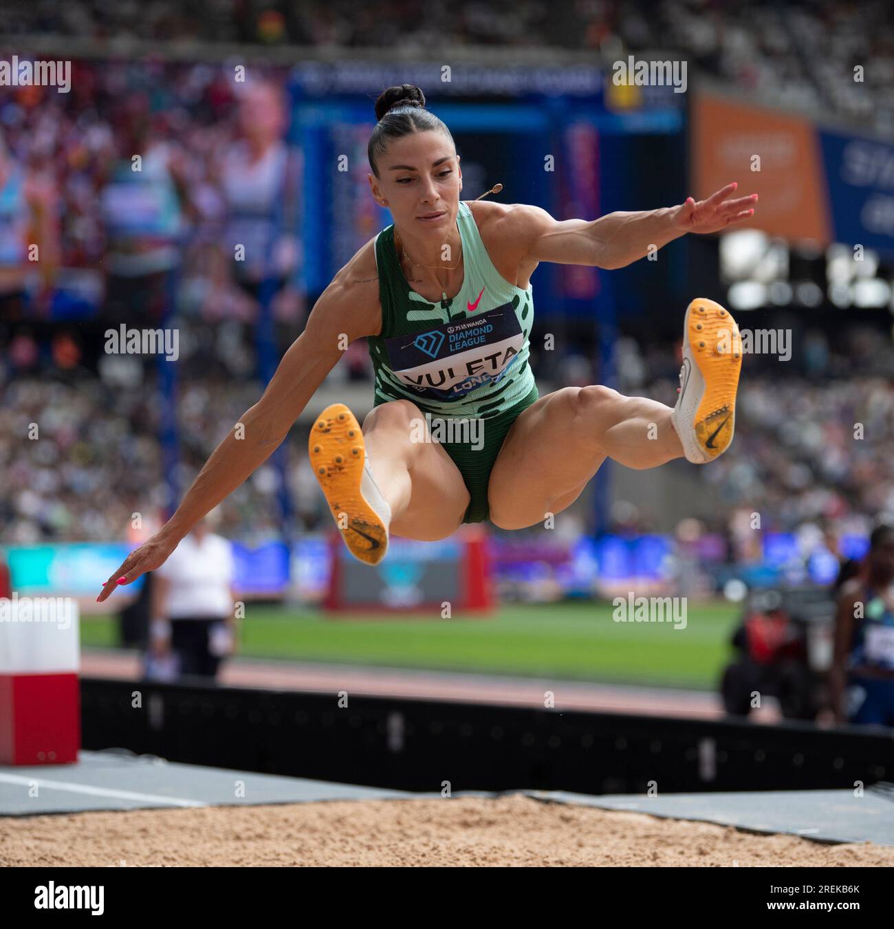 Ivana Vuleta of Serbia competing in the women’s long jump at the Wanda ...