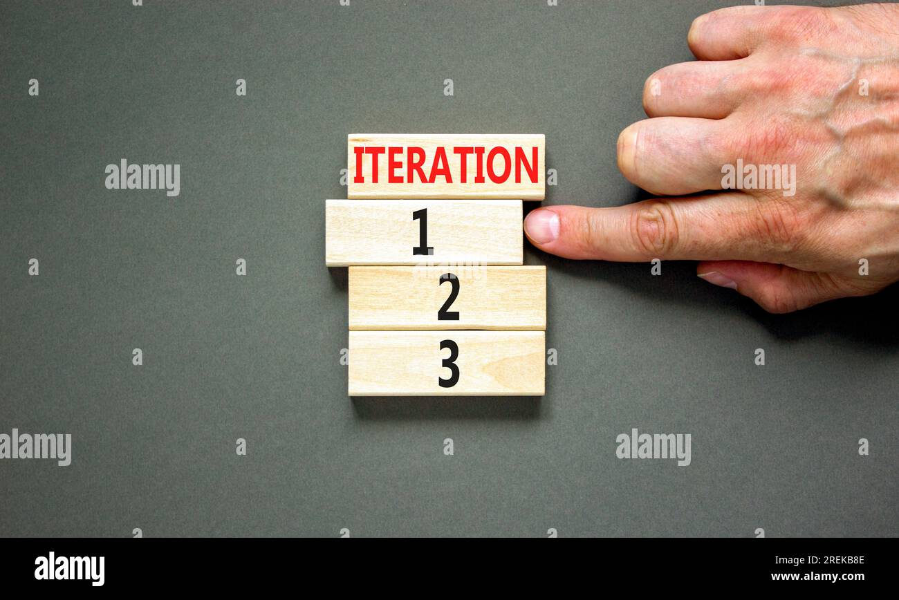 Time to iteration 1 symbol. Concept word Iteration 1 2 3 on wooden ...