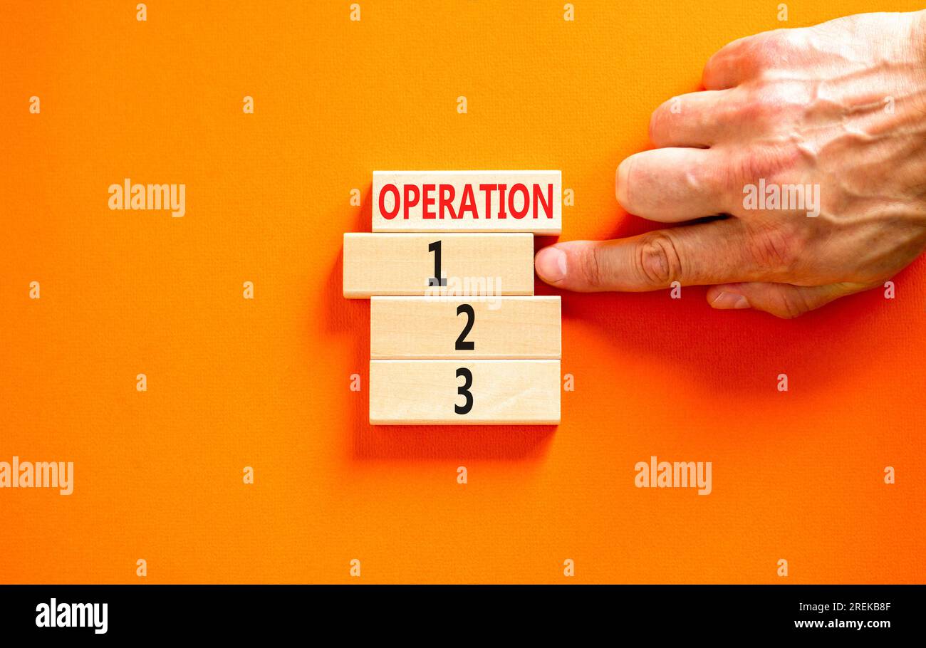 Time to operation 1 symbol. Concept word Operation 1 2 3 on wooden ...