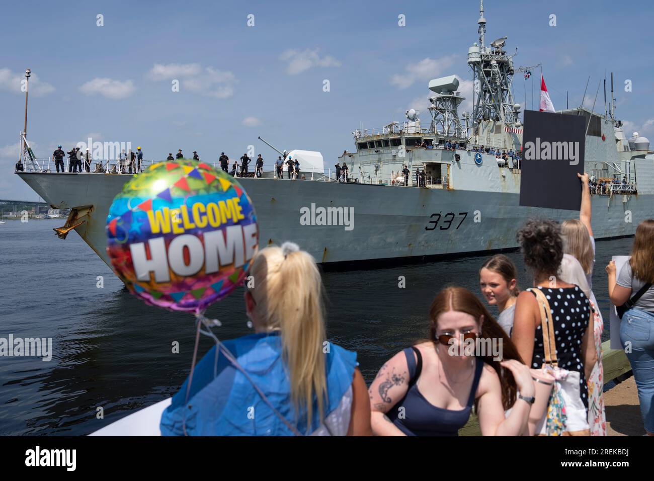 Halifax, Canada. 28th July, 2023. Family and friends gather at HMC ...