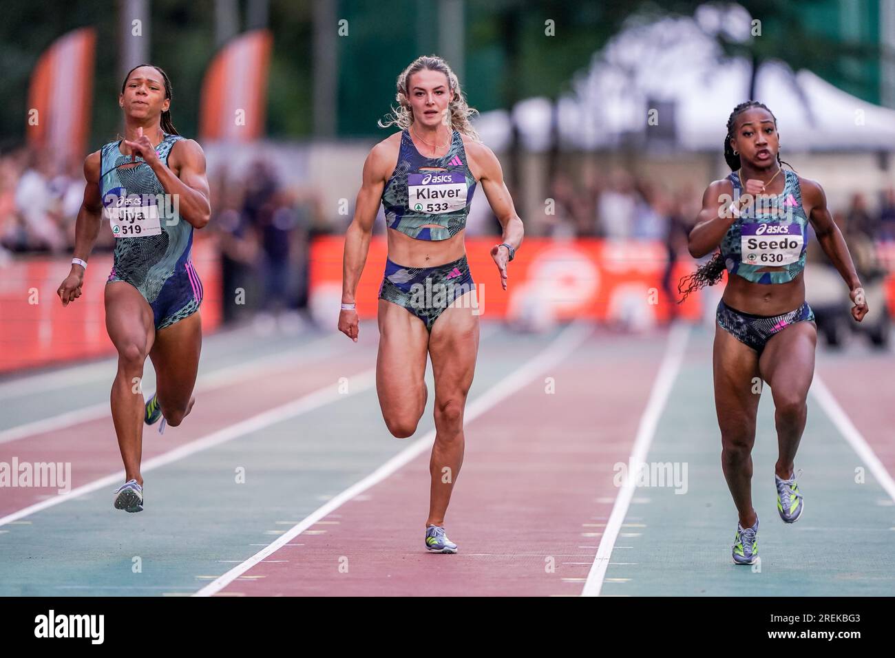 BREDA, NETHERLANDS - JULY 28: Tasa Jiya of AV Lycurgus, Lieke Klaver of ...