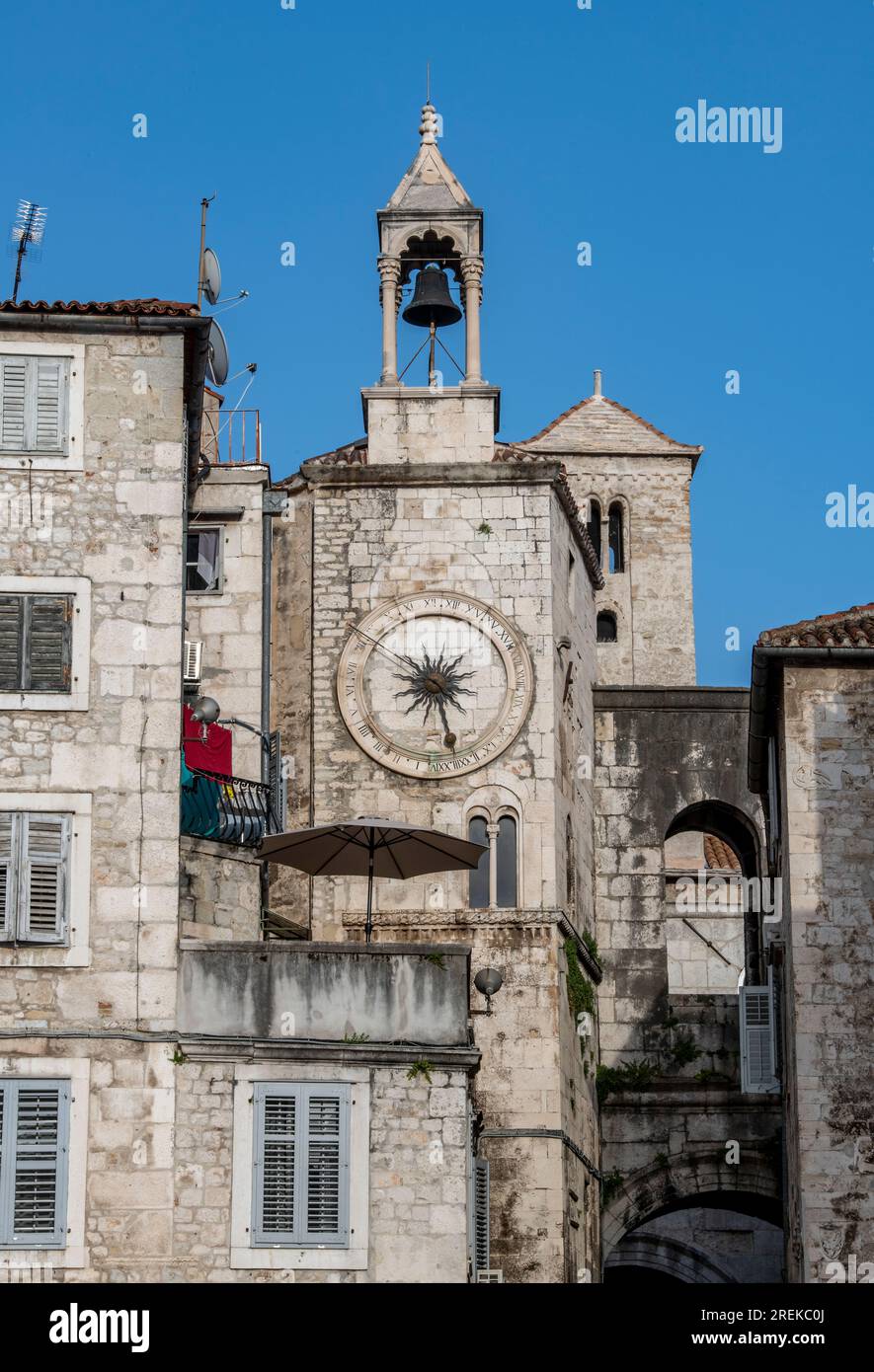 beautiful old stone buildings in the peoples square of grad split in ...