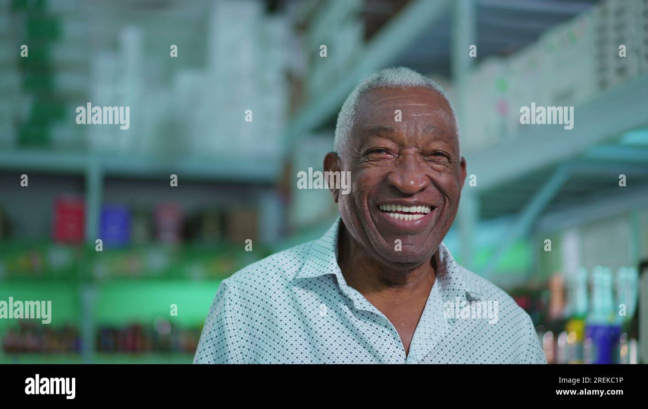 Happy African American Elderly Man close-up face smiling. One black ...