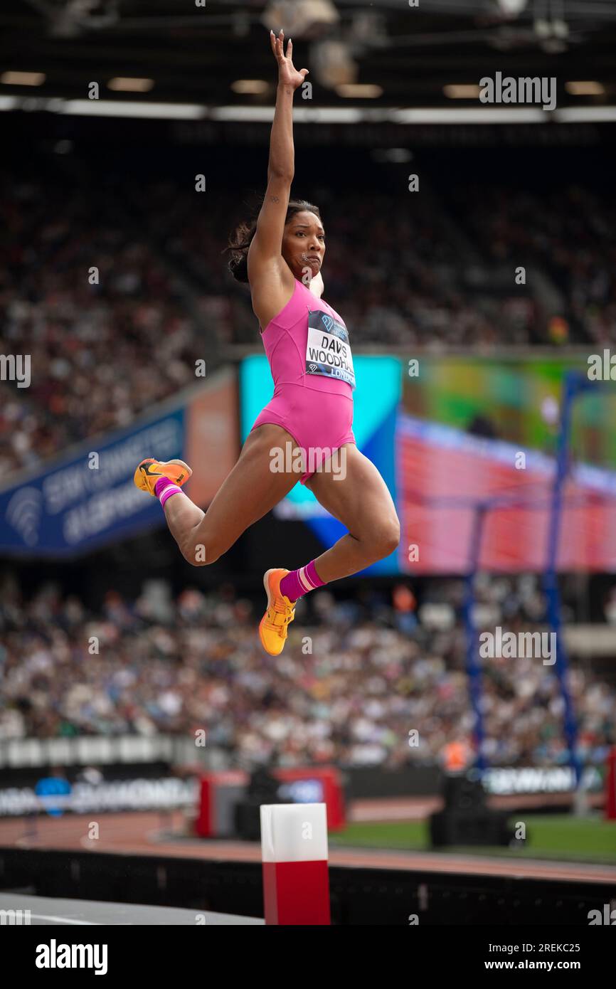 Tara Davis-Woodhall of the USA competing in the women’s long jump at ...
