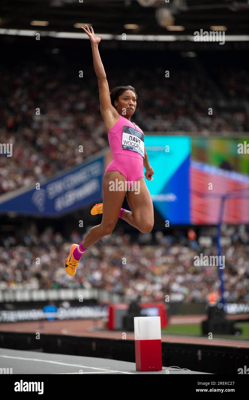 Tara Davis-Woodhall of the USA competing in the women’s long jump at ...