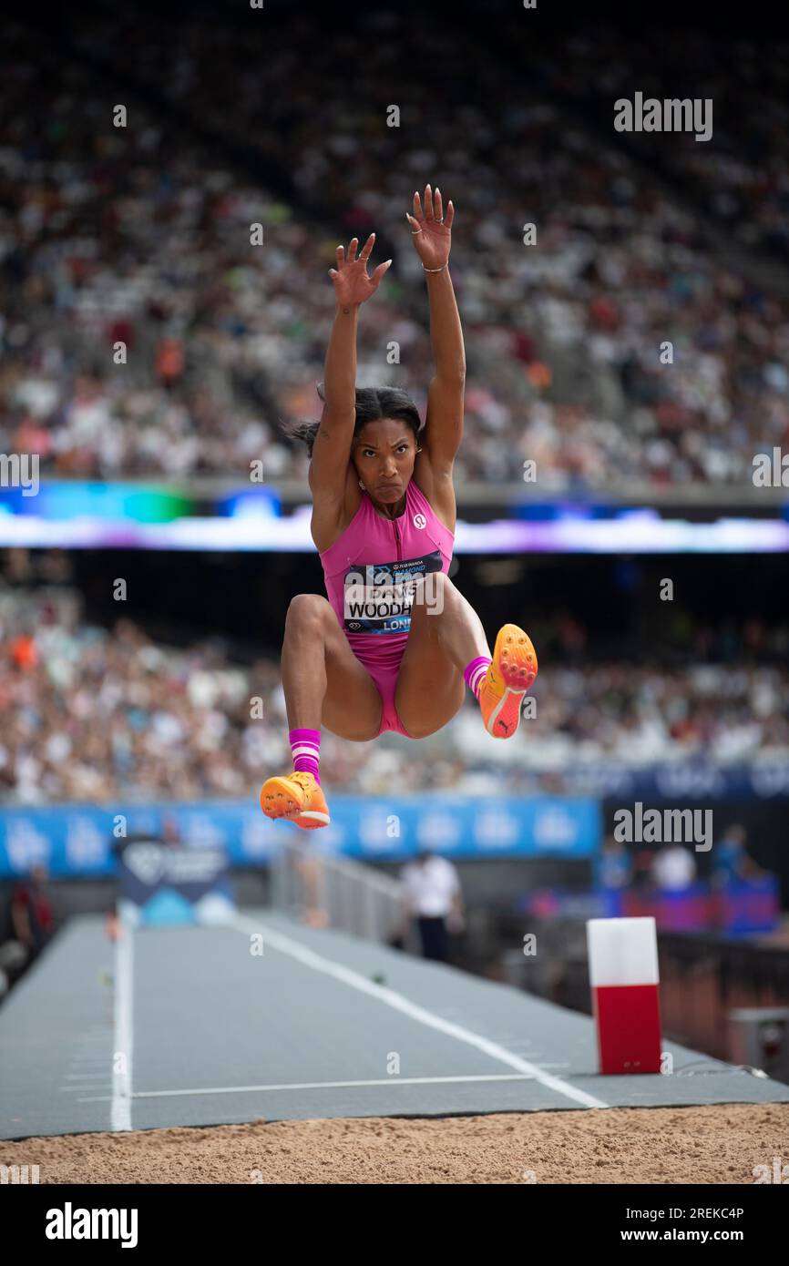 Tara Davis-Woodhall of the USA competing in the women’s long jump at ...