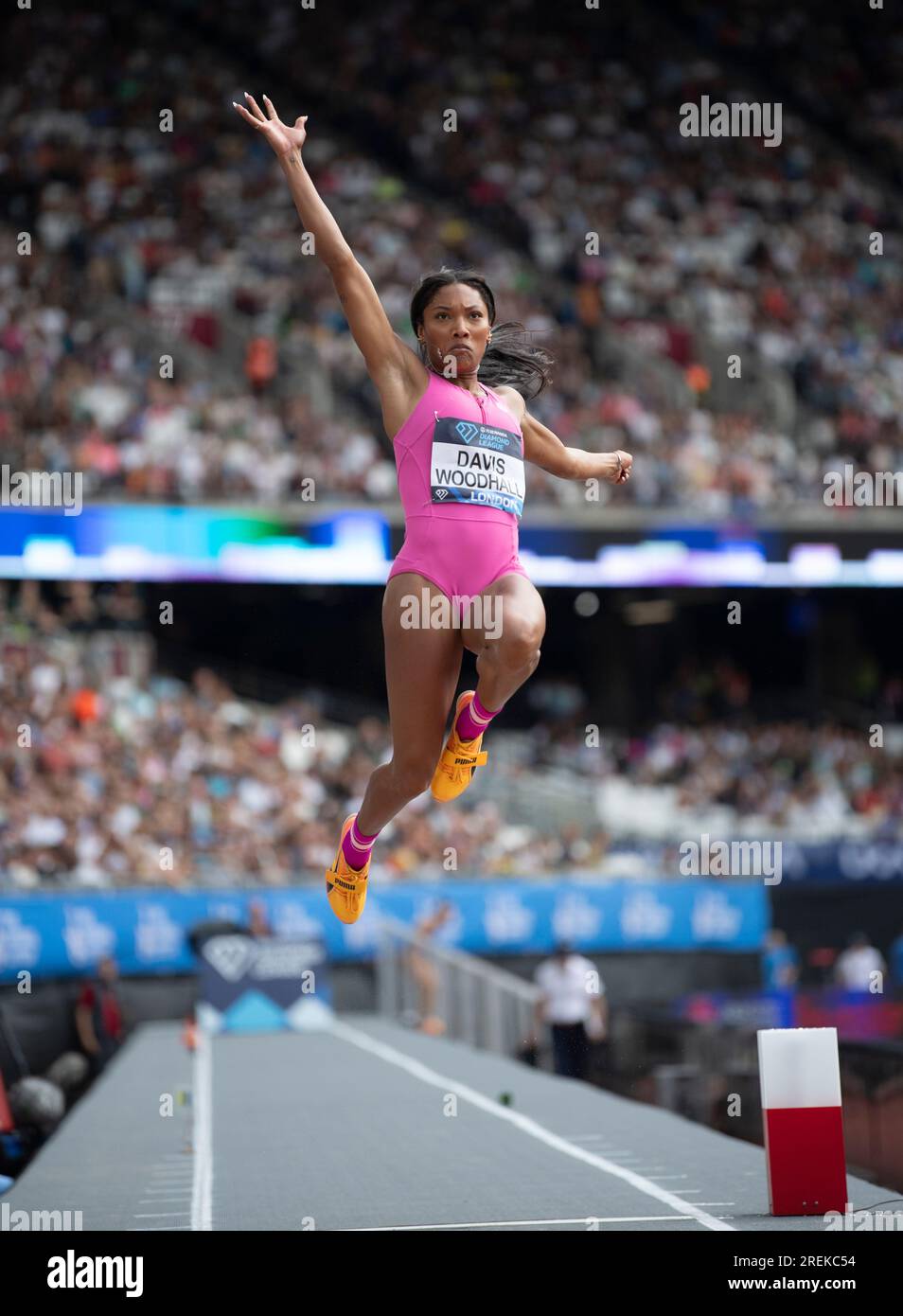 Tara Davis-Woodhall of the USA competing in the women’s long jump at ...