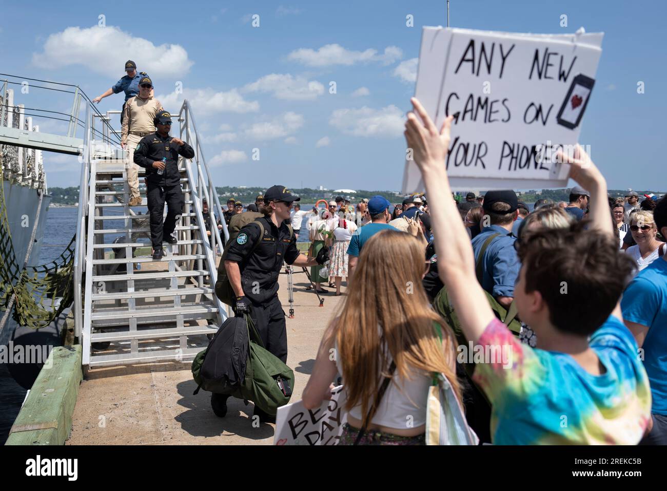 Halifax, Canada. 28th July, 2023. Family and friends gather at HMC ...