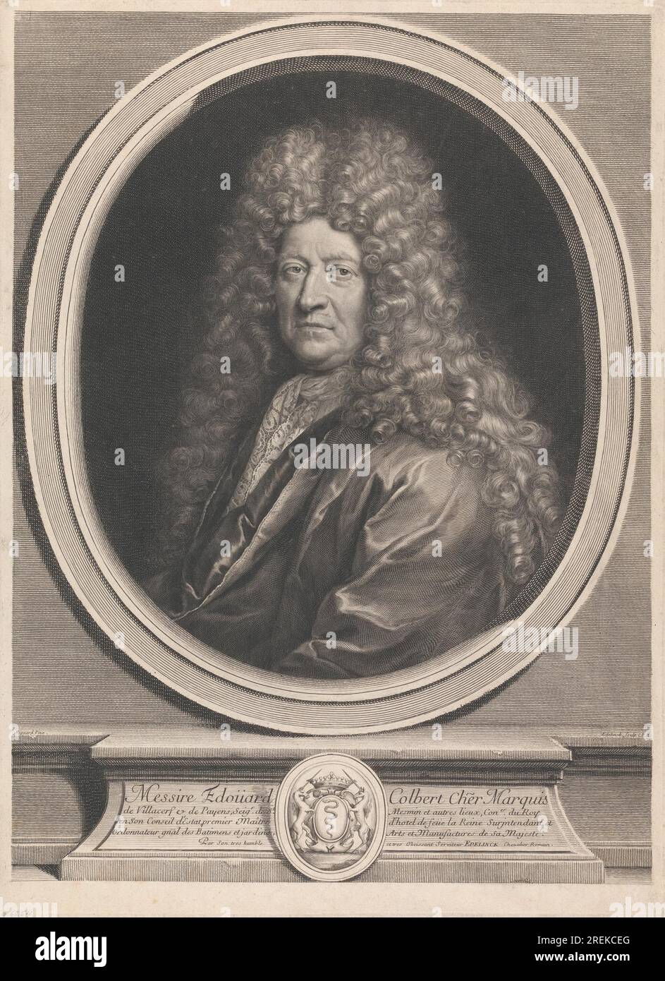 Édouard Colbert, Marquis de Villacerf 1696 by Gérard Edelinck Stock ...