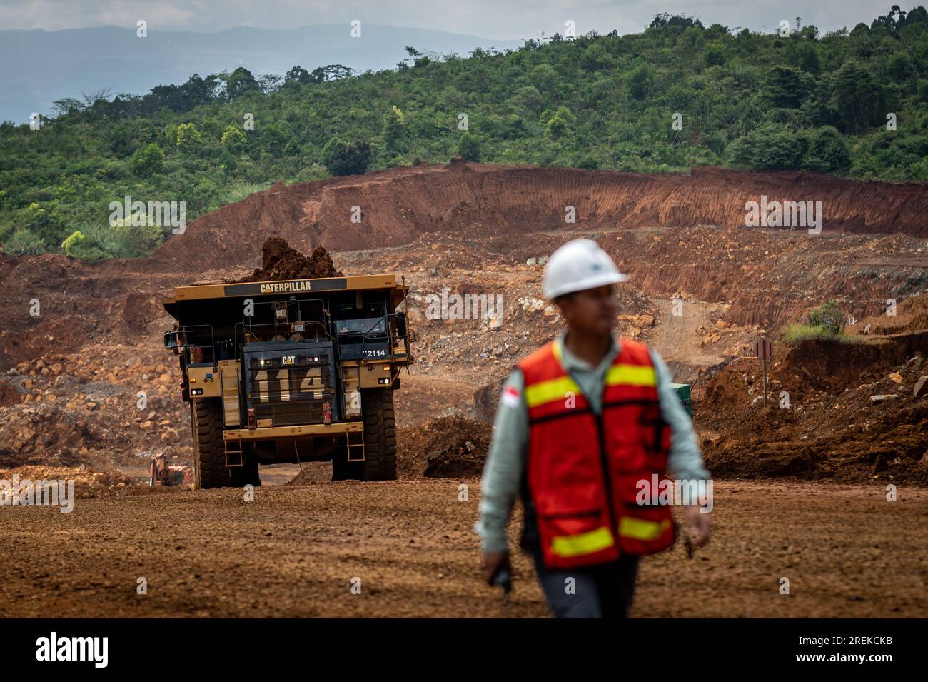 Soroako, Indonesia. 28th July, 2023. A worker seen at Nickel mine ...