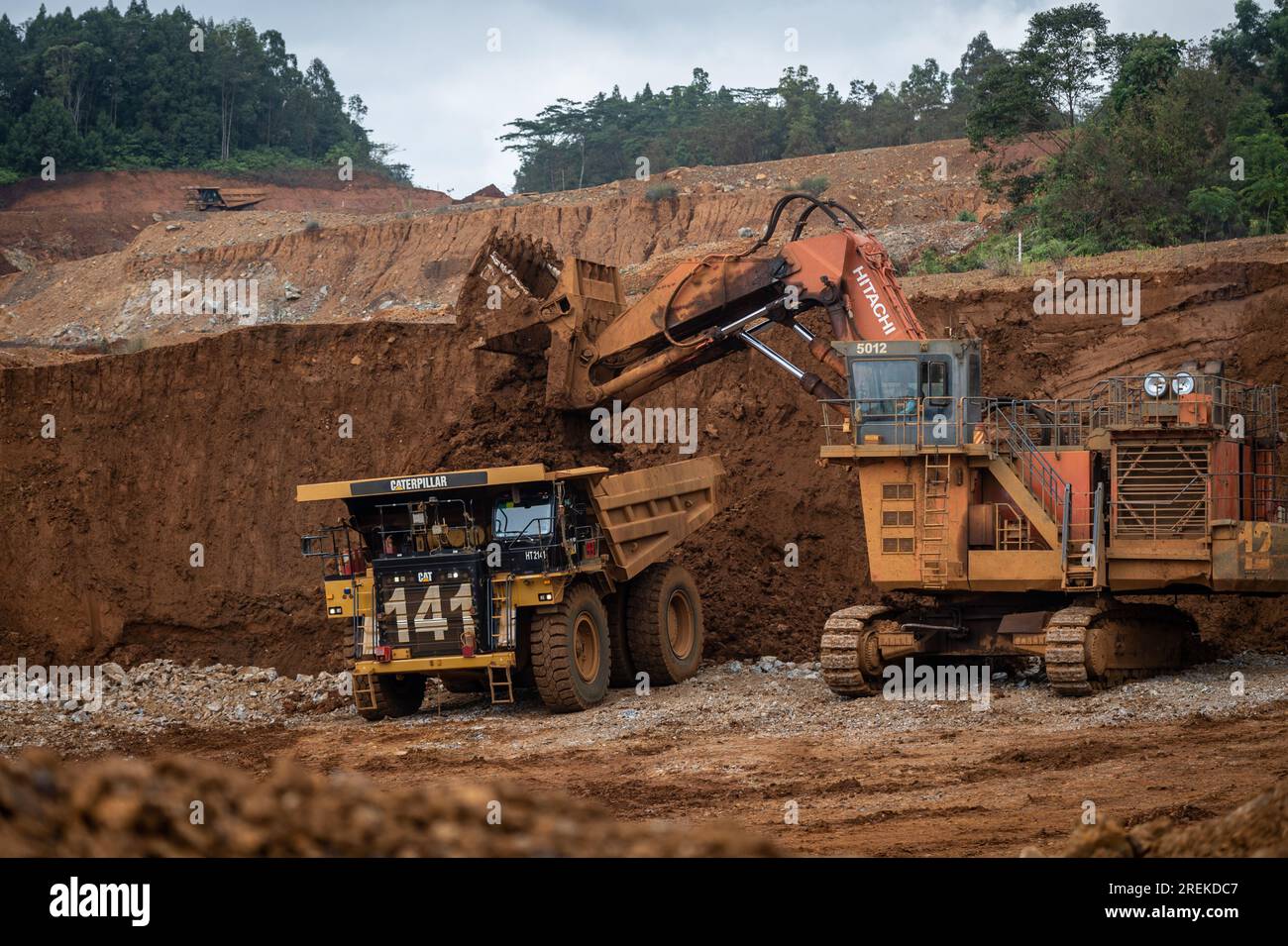 Soroako, Indonesia. 28th July, 2023. Dump trucks seen at the Nickel mine, operated by PT Vale ...