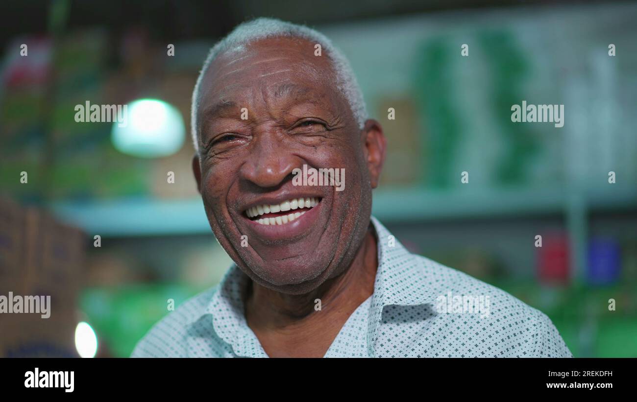 Happy African American Elderly Man close-up face smiling. One black ...