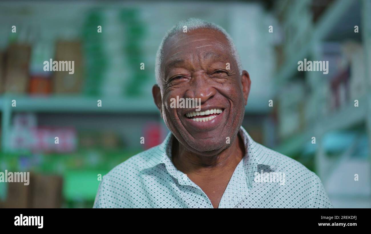 Happy African American Elderly Man close-up face smiling. One black ...