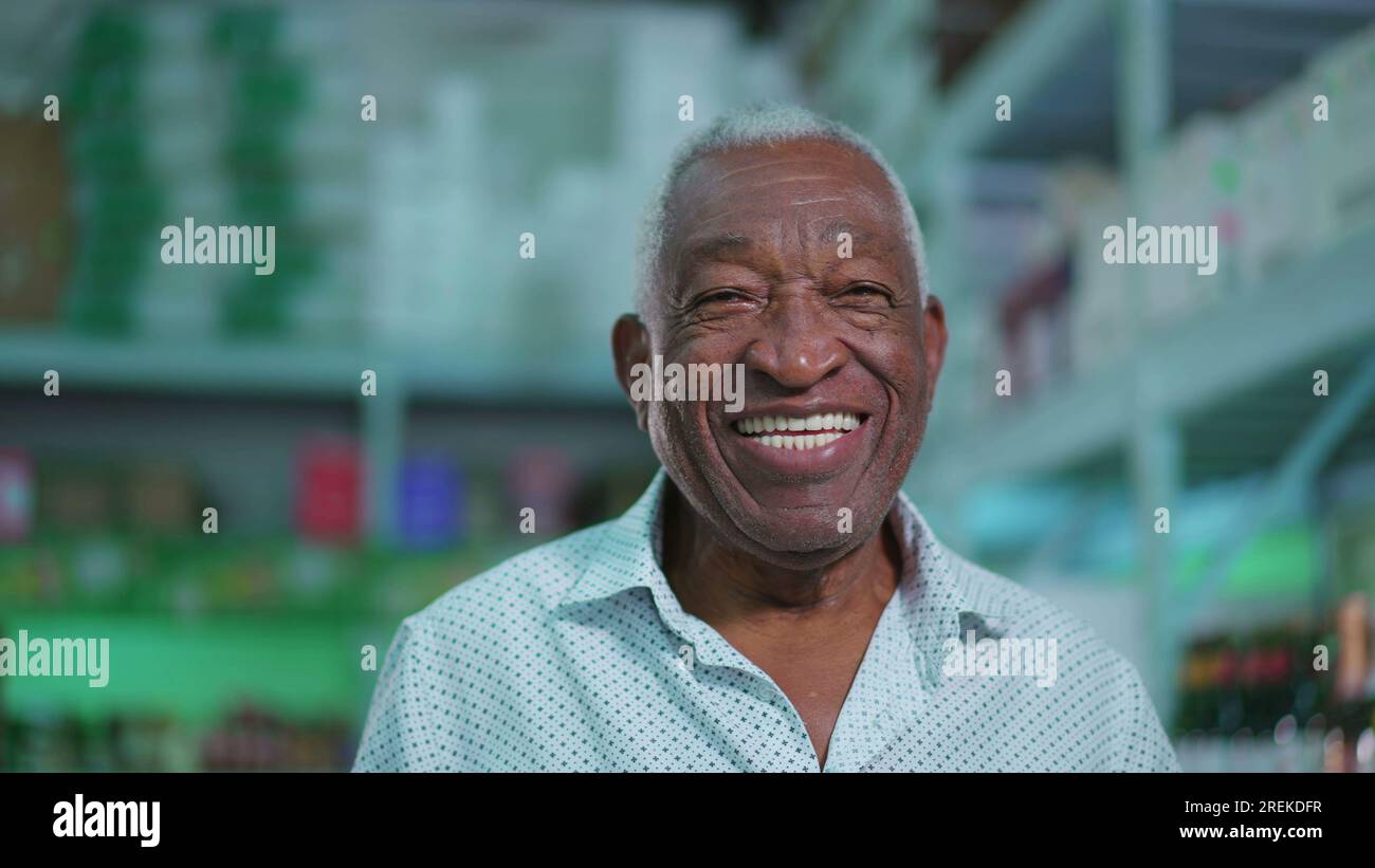 Happy African American Elderly Man close-up face smiling. One black ...
