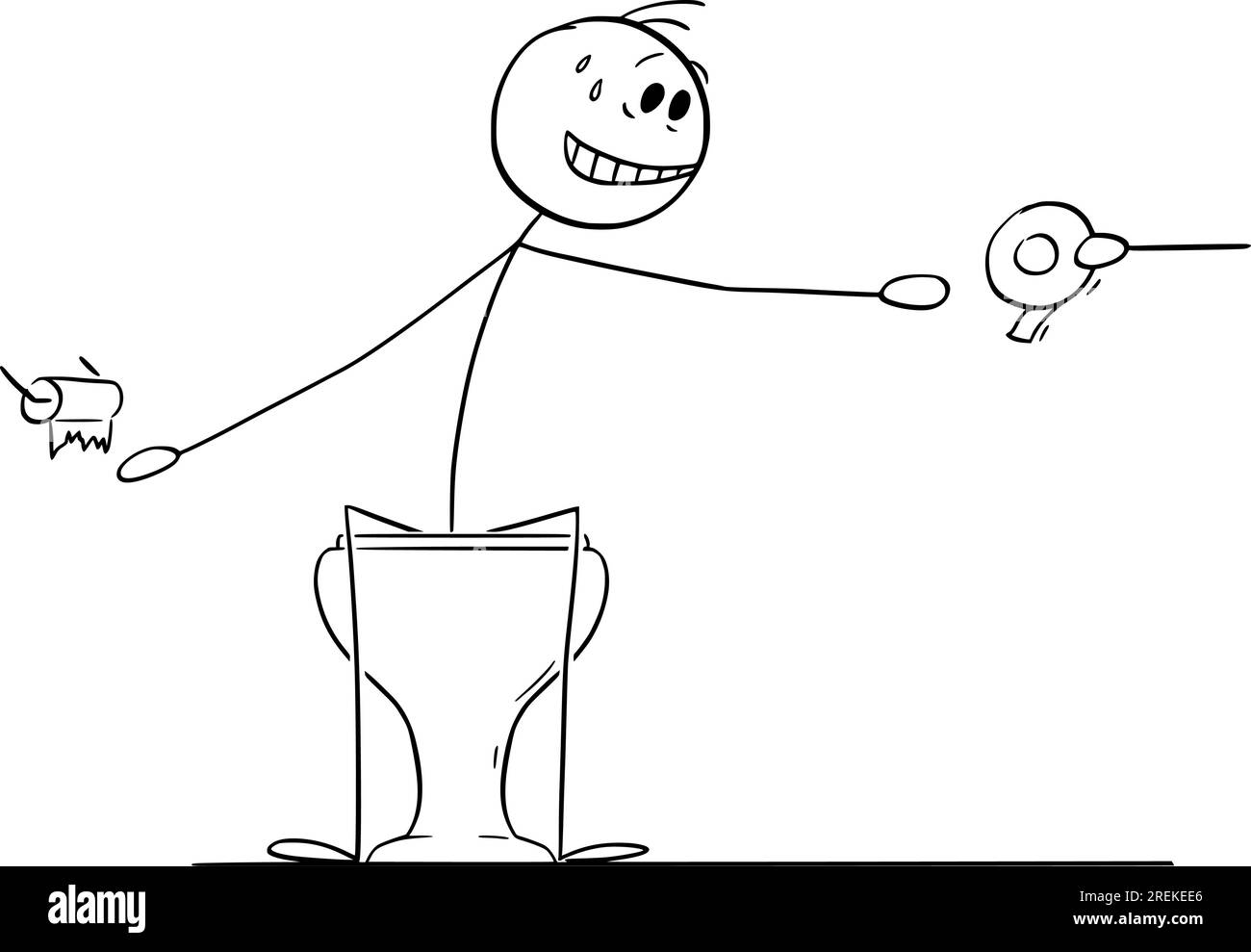 Person Out of Toilet Paper Needs Help, Vector Cartoon Stick Figure ...