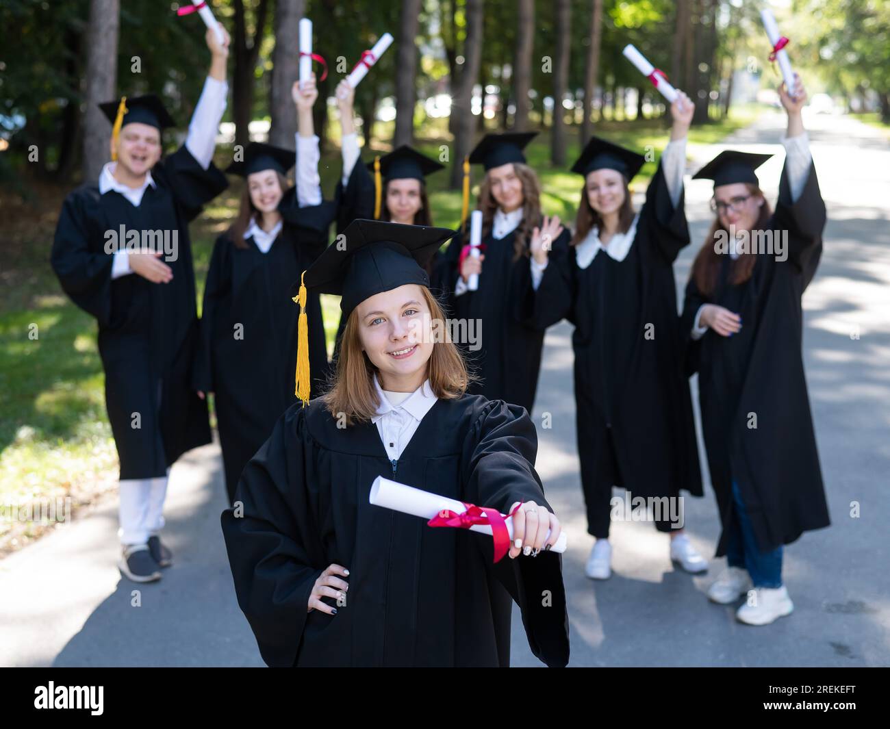 Portrait group students wearing graduation hi-res stock photography and ...