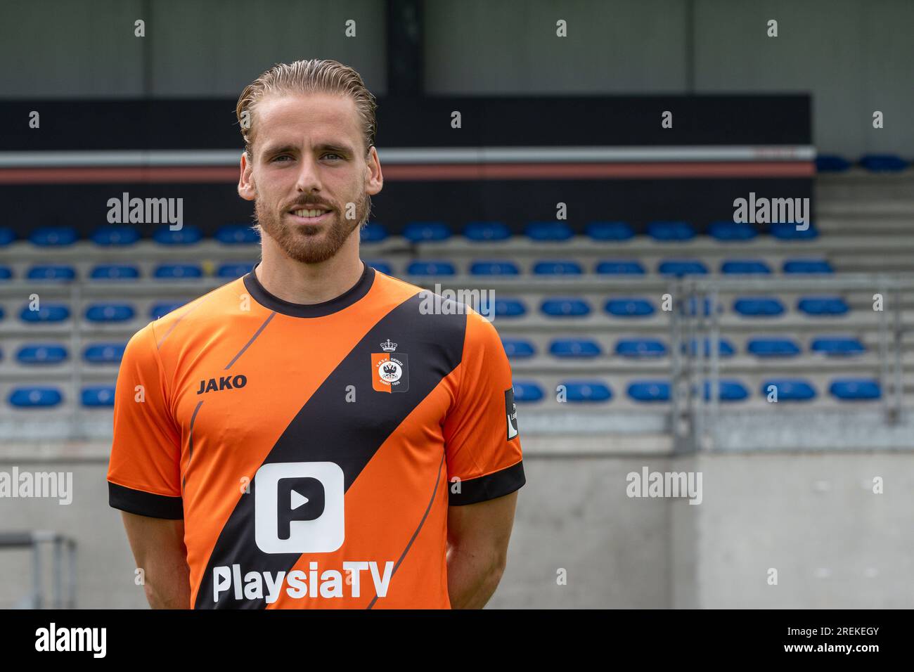 Deinze, Belgium. 28th July, 2023. Alessio Staelens (7) of KMSK Deinze ...