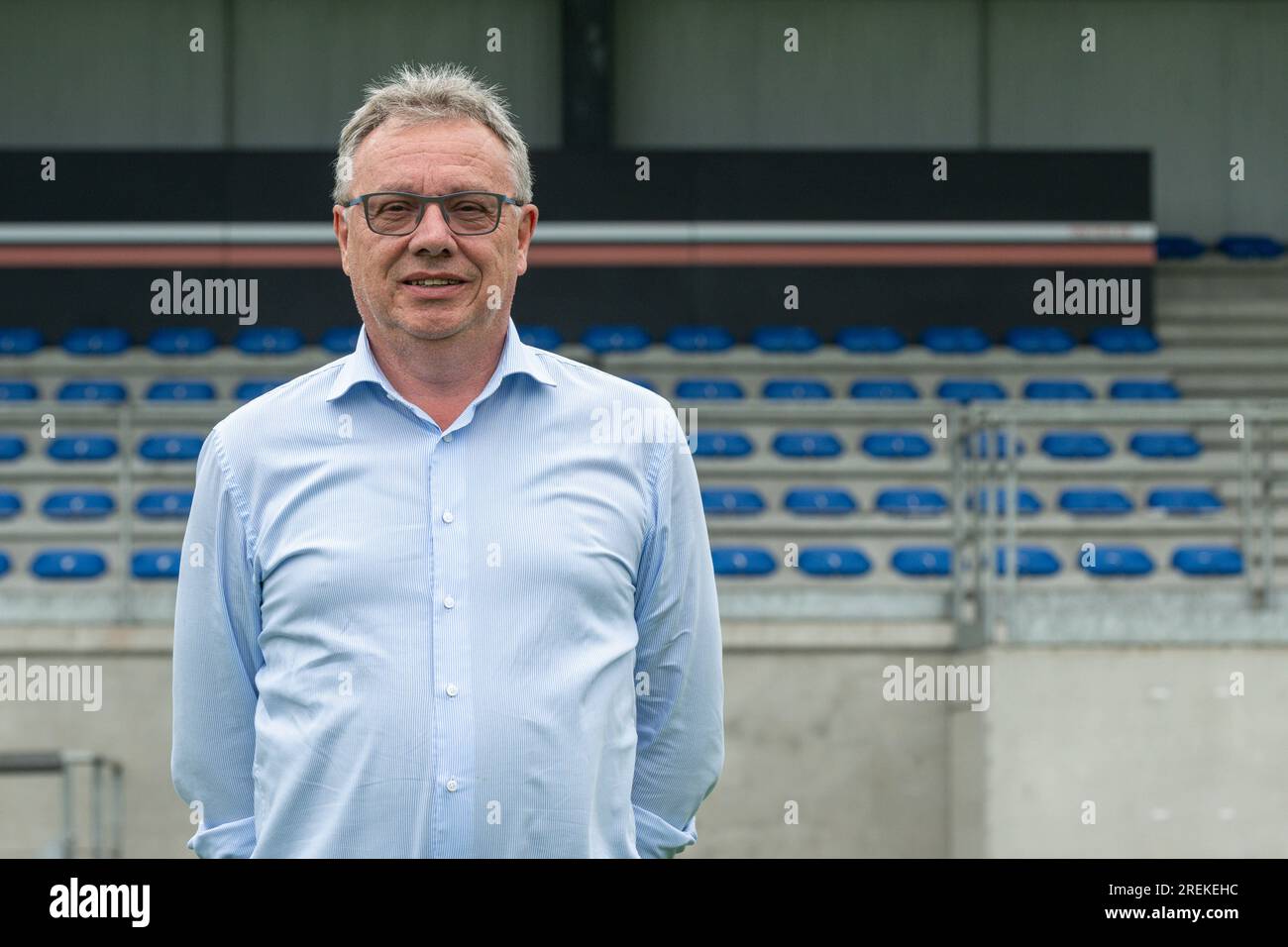 Deinze, Belgium. 28th July, 2023. Doctor Pierre De Witte of KMSK Deinze ...