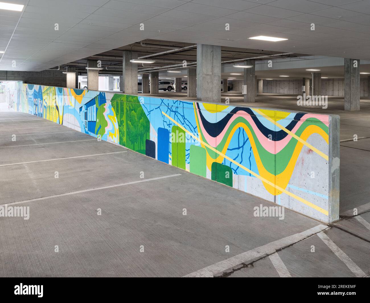 Mural in residential parking garage Stock Photo - Alamy