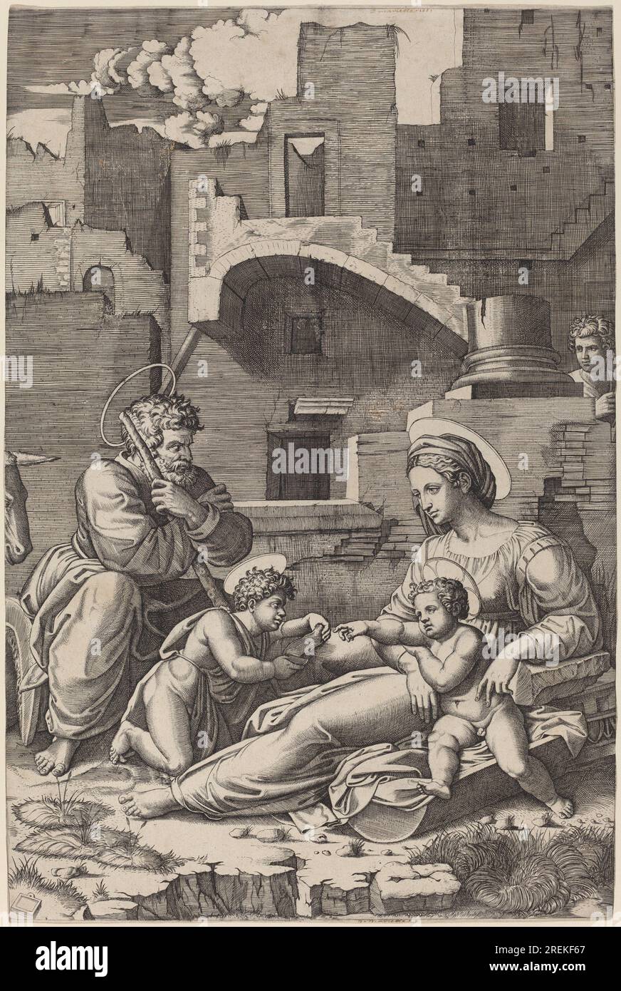 "Marcantonio Raimondi after Raphael, The Holy Family, engraving, sheet ...