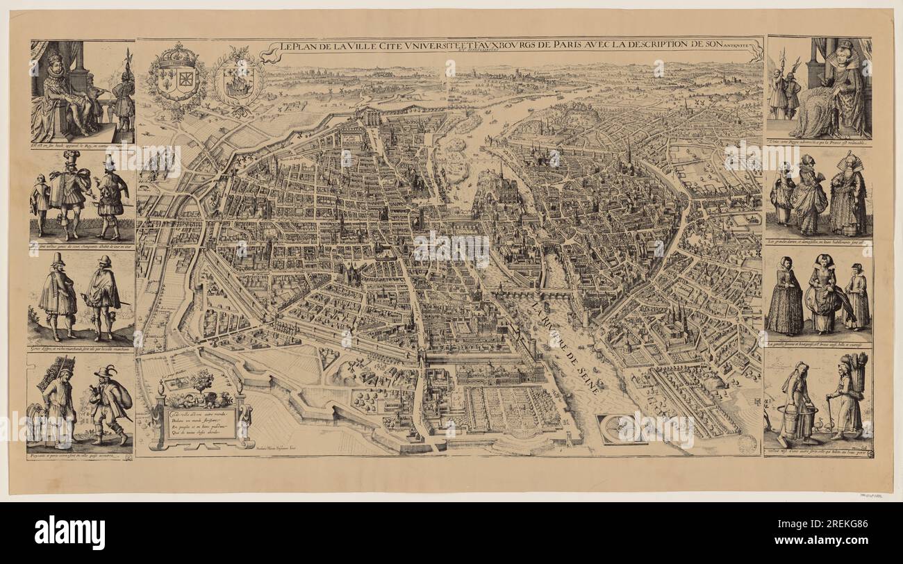 Merian map of Paris by Matthäus Merian Stock Photo - Alamy