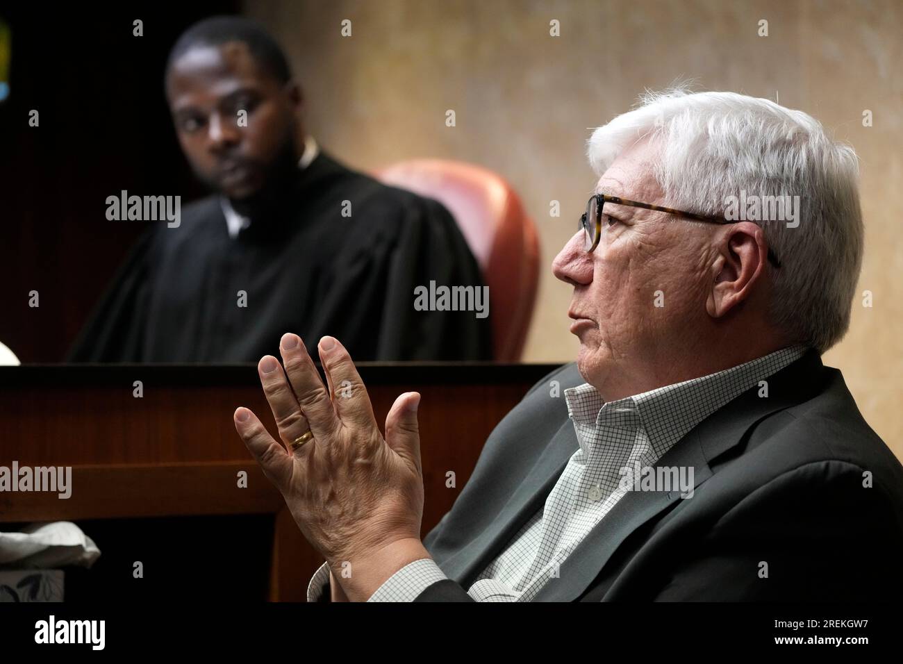 Dr. Daniel Keating testifies in court, Friday, July 28, 2023, in ...