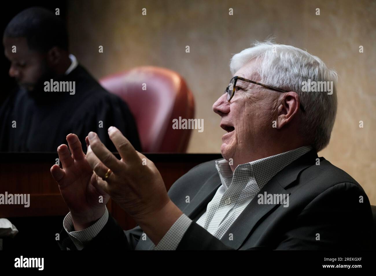 Dr. Daniel Keating testifies in court, Friday, July 28, 2023, in ...