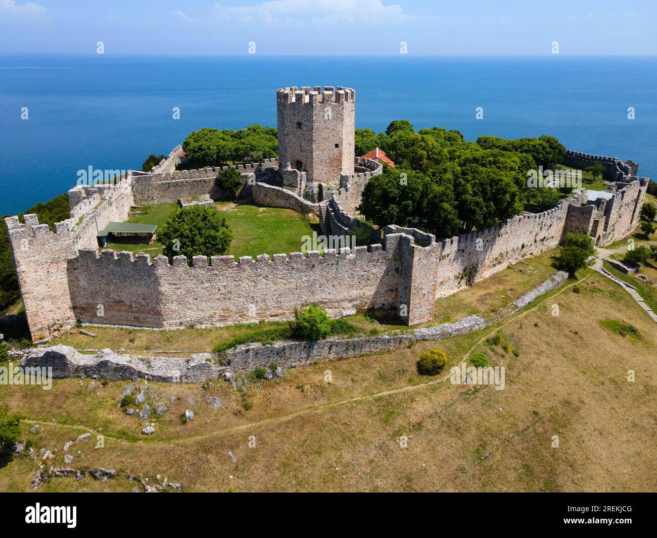 Aerial view, Castle, Platamonas, Anatolikos Olymbos, Dion-Olymbos ...