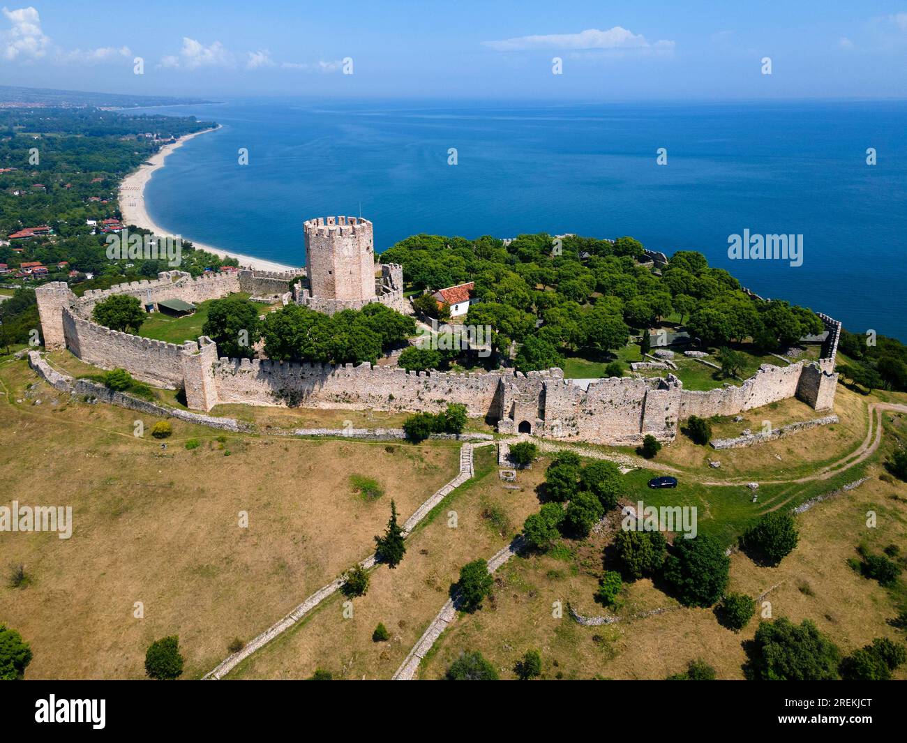 Aerial view, Castle, Platamonas, Anatolikos Olymbos, Dion-Olymbos ...