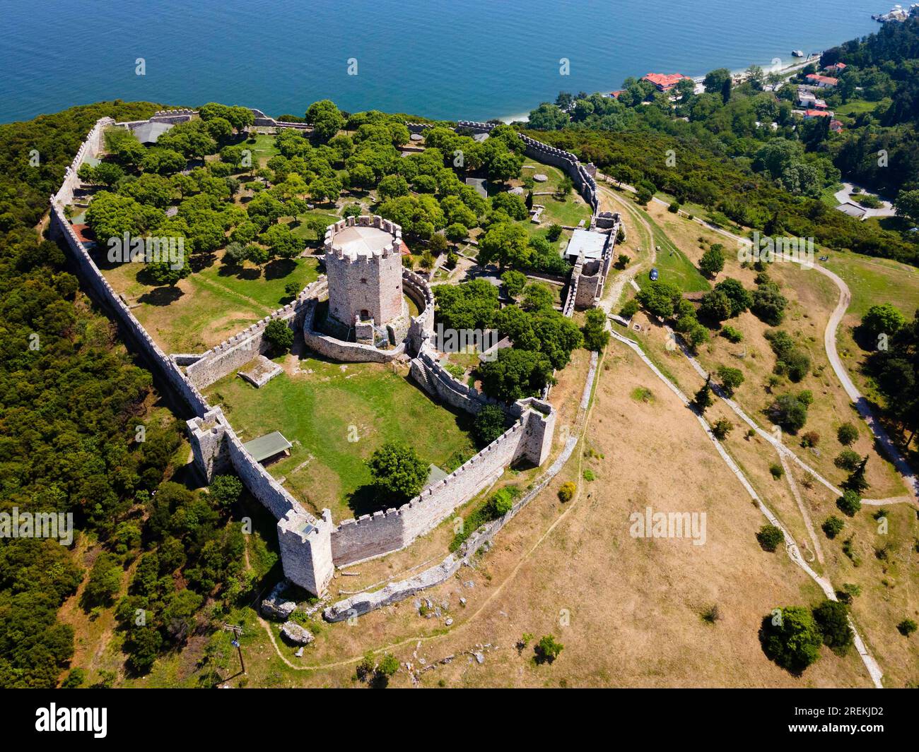 Aerial view, Castle, Platamonas, Anatolikos Olymbos, Dion-Olymbos ...