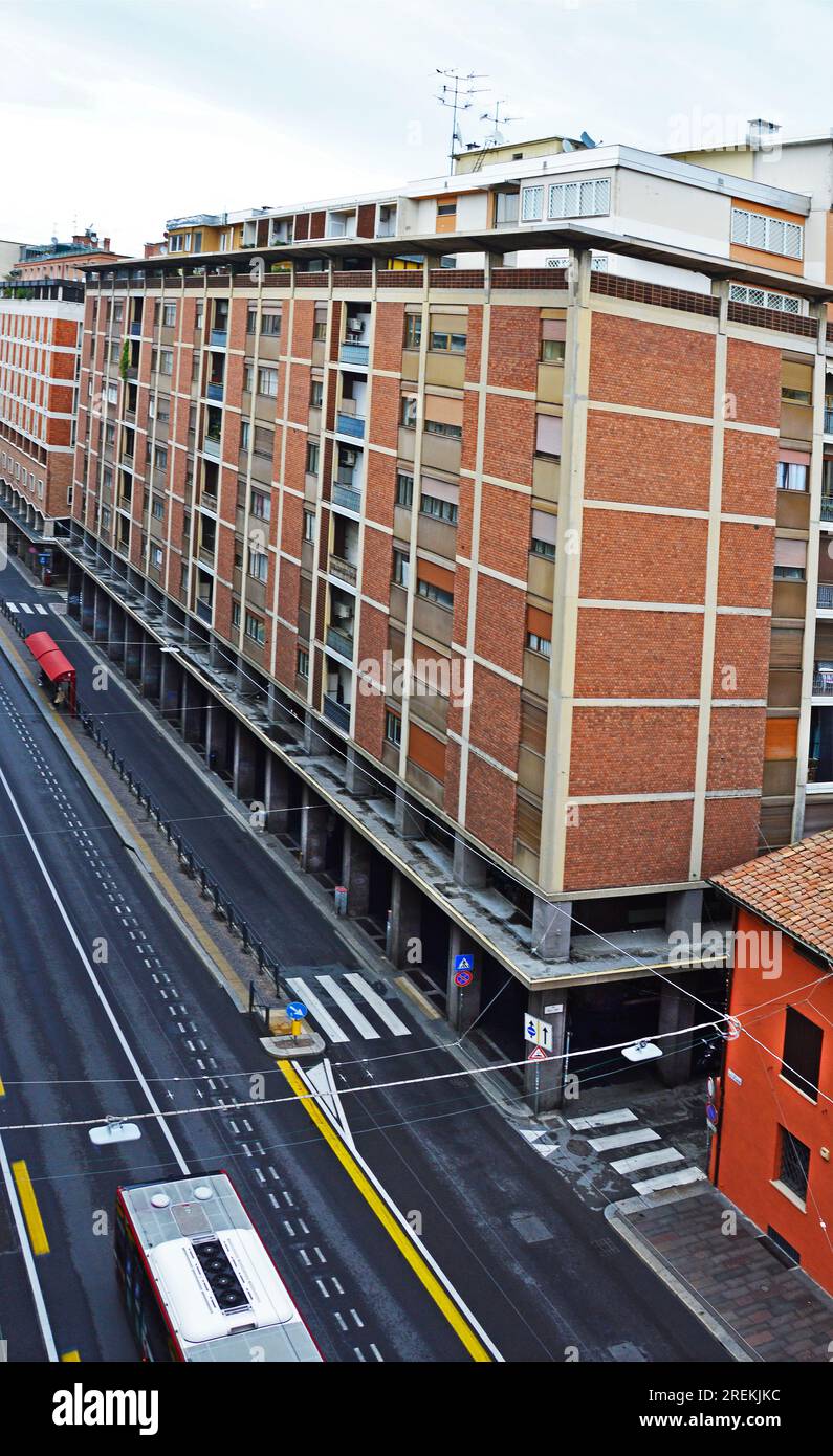 Gallery houses on Via Guglielmo Marconi in Bologna, Italy. November 13 ...
