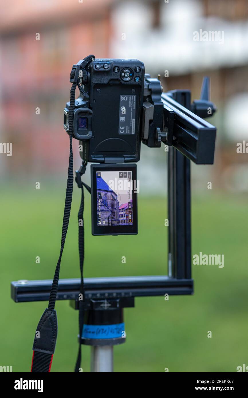 Nodal point adapter with camera Panorama adapter Stock Photo - Alamy