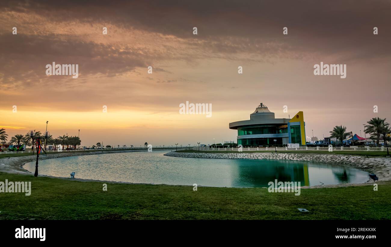 Beautiful sunrise views at Al Khobar Park, with a stunning sky in the ...