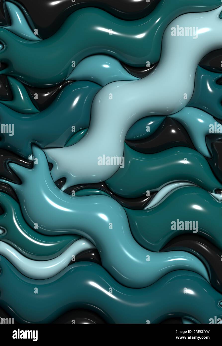 Abstract green background with curved lines, 3D rendering illustration, inflated figures Stock ...