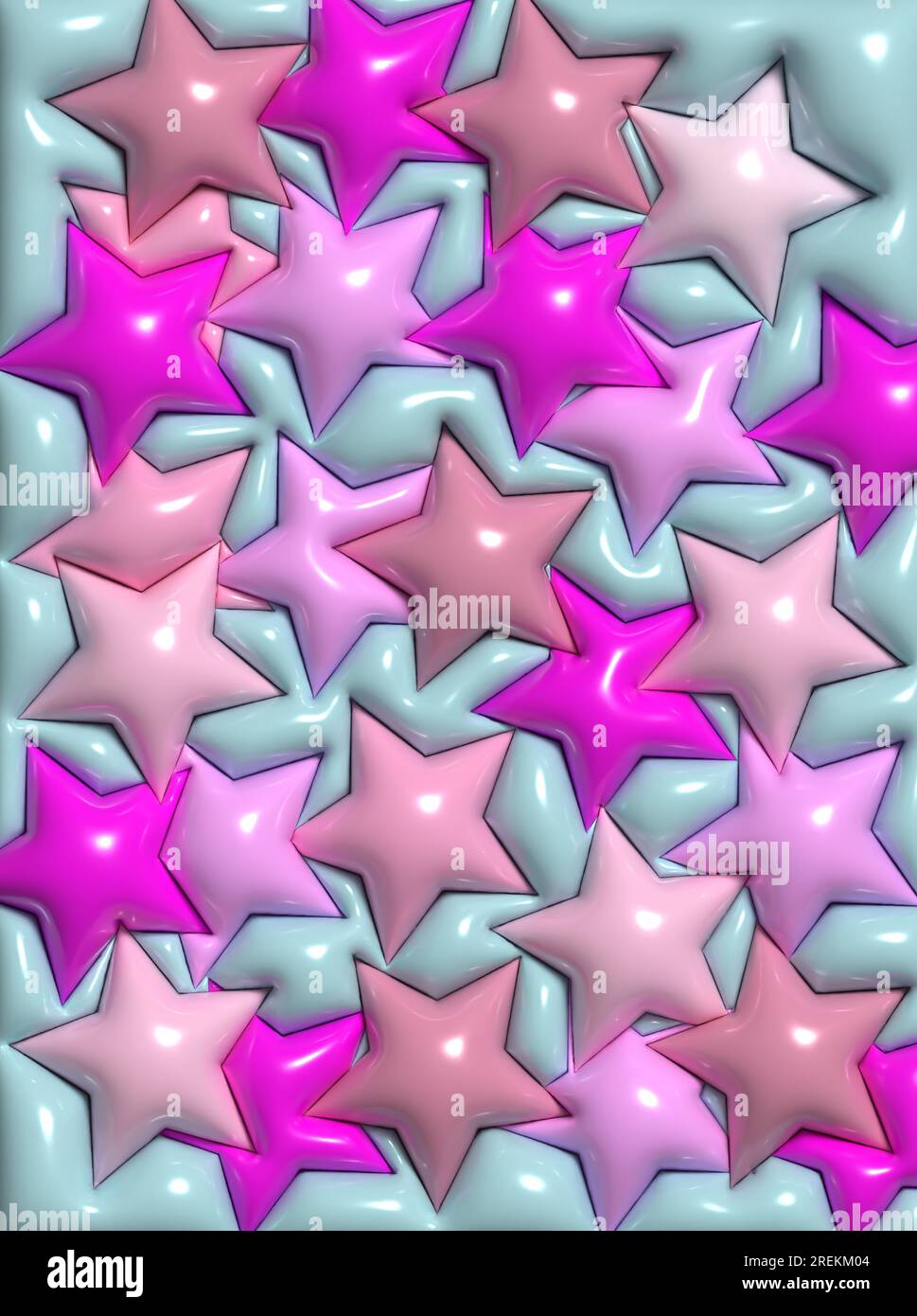 Abstract background with colorful stars, inflated figures. 3d rendering ...