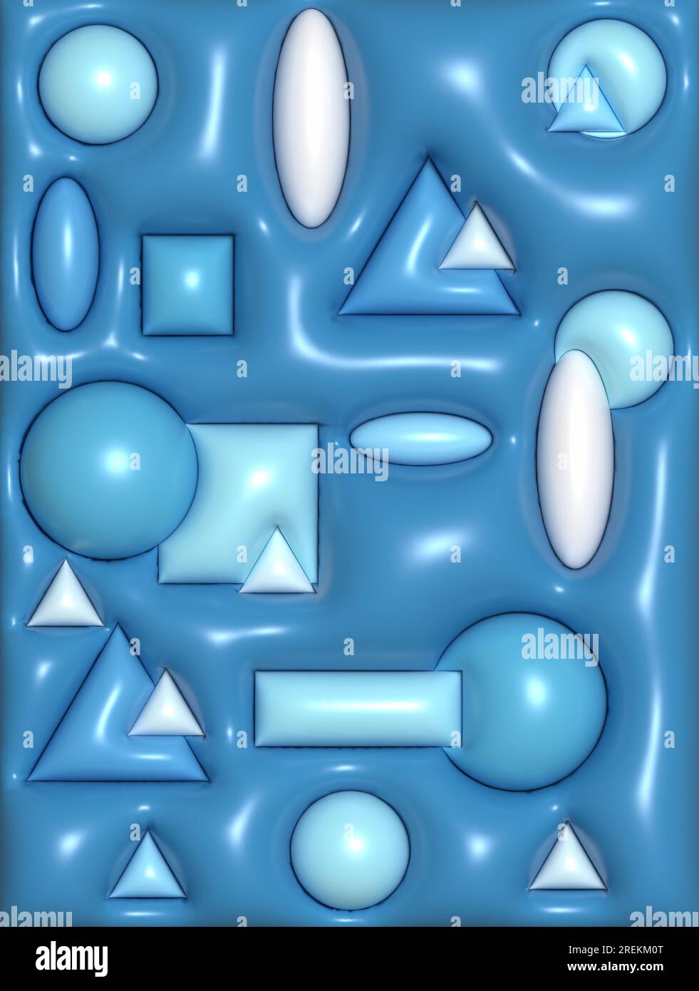 Abstract blue background with various shapes, 3D rendering illustration ...