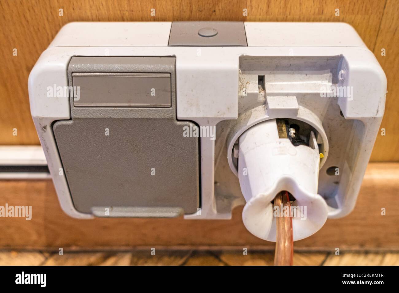 Defective electrical equipment Accident risk electric shock Stock Photo ...