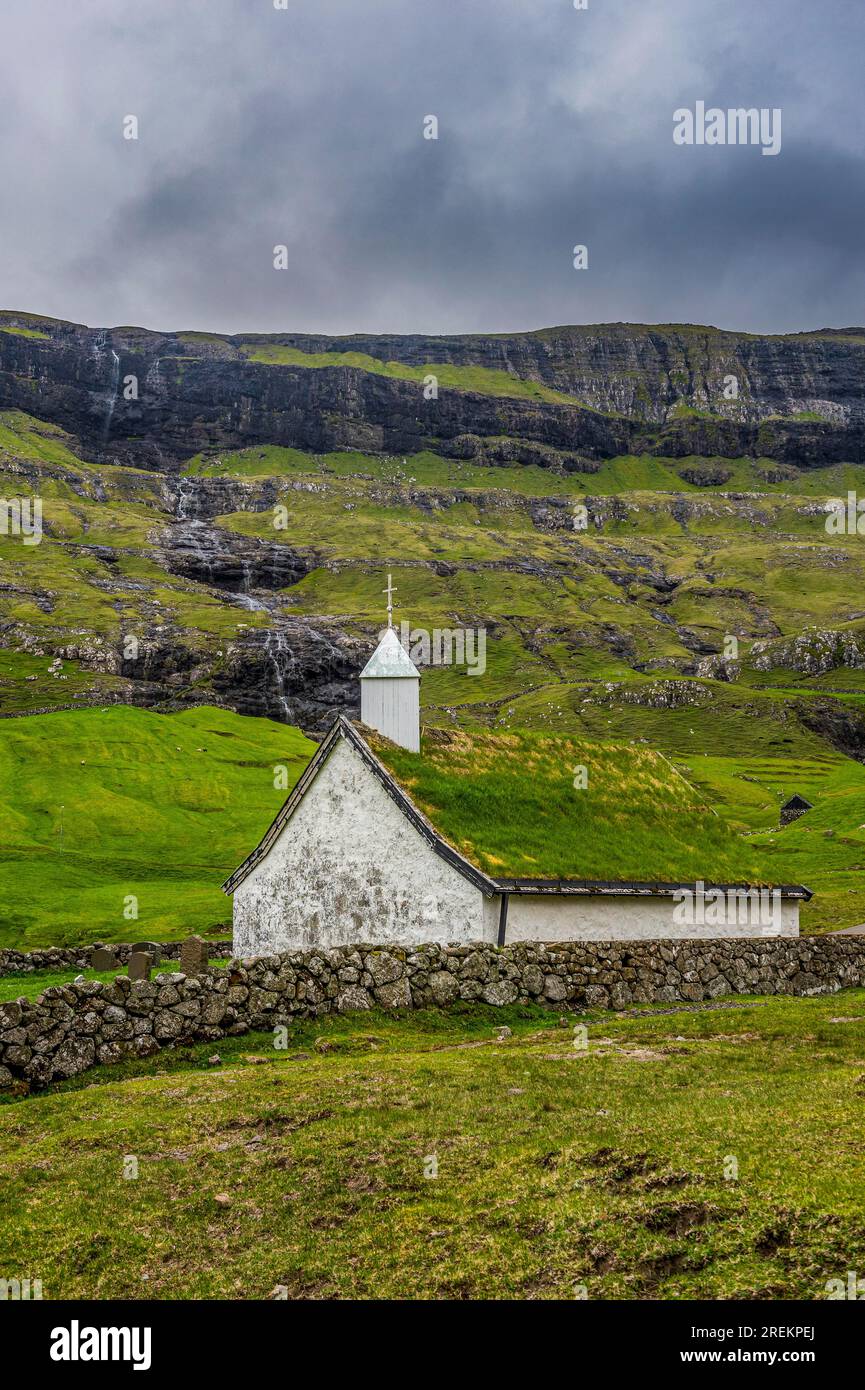 Old church in Saksun, Streymoy, Faroe islands, Denmark Stock Photo - Alamy