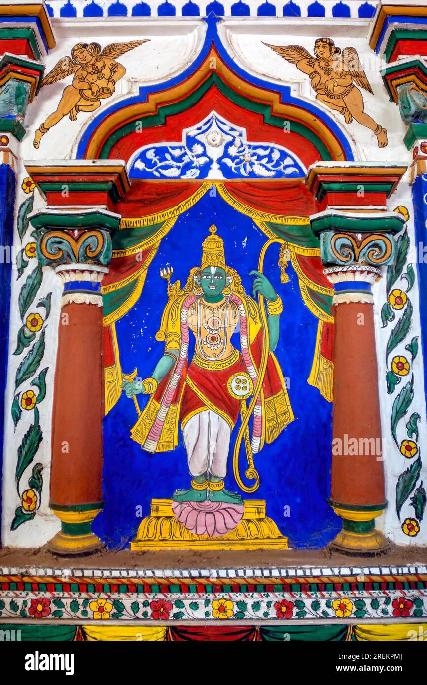 Sri Raman, painted strucco work in Sri Karpaga Vinayakar Temple Nagara ...