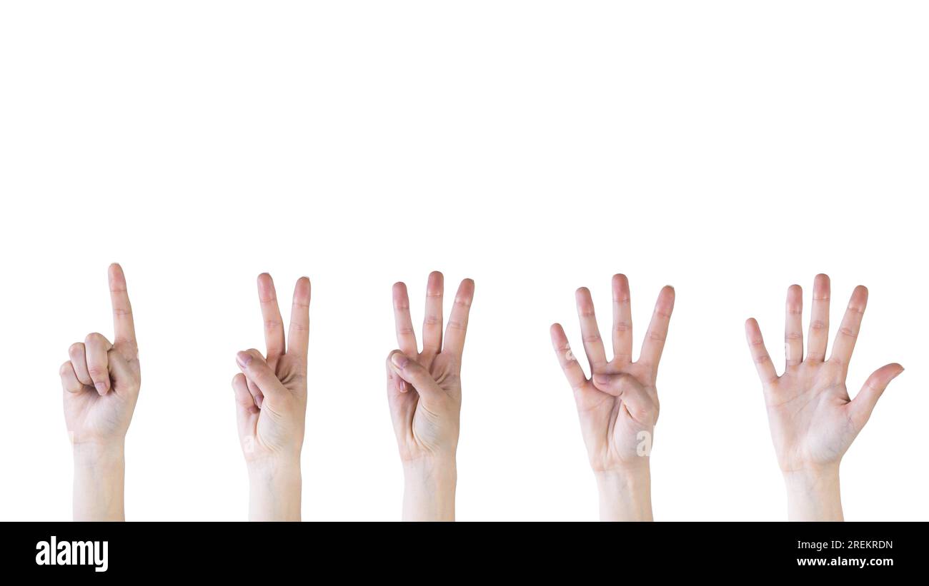 Photo Counting hands from one to five on white background. Resolution and high quality beautiful ...