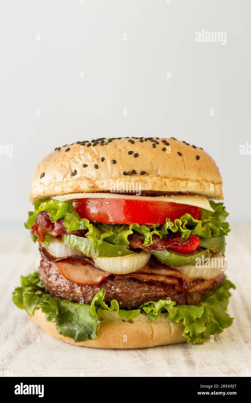 Delicious hamburger with table. Resolution and high quality beautiful ...