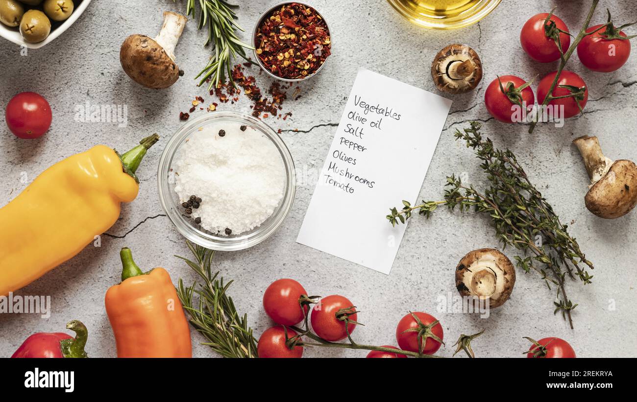 Flat lay food ingredients with vegetables 2. Resolution and high ...