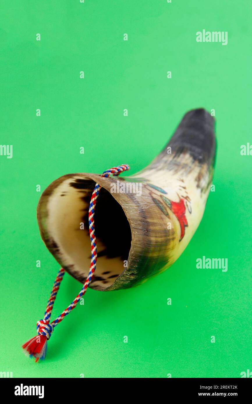 National Holidays, Chile, bull horn used for drinking Stock Photo - Alamy
