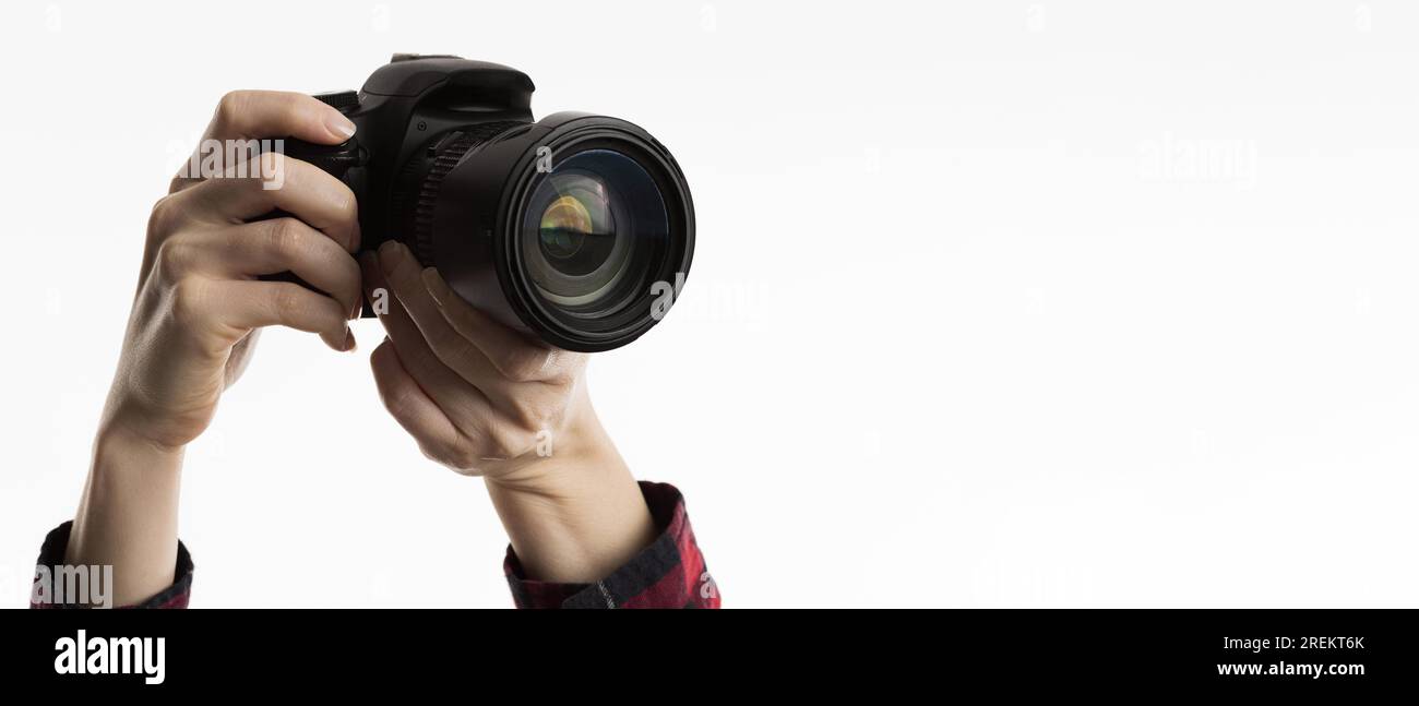 Front view hands holding camera. Resolution and high quality beautiful ...