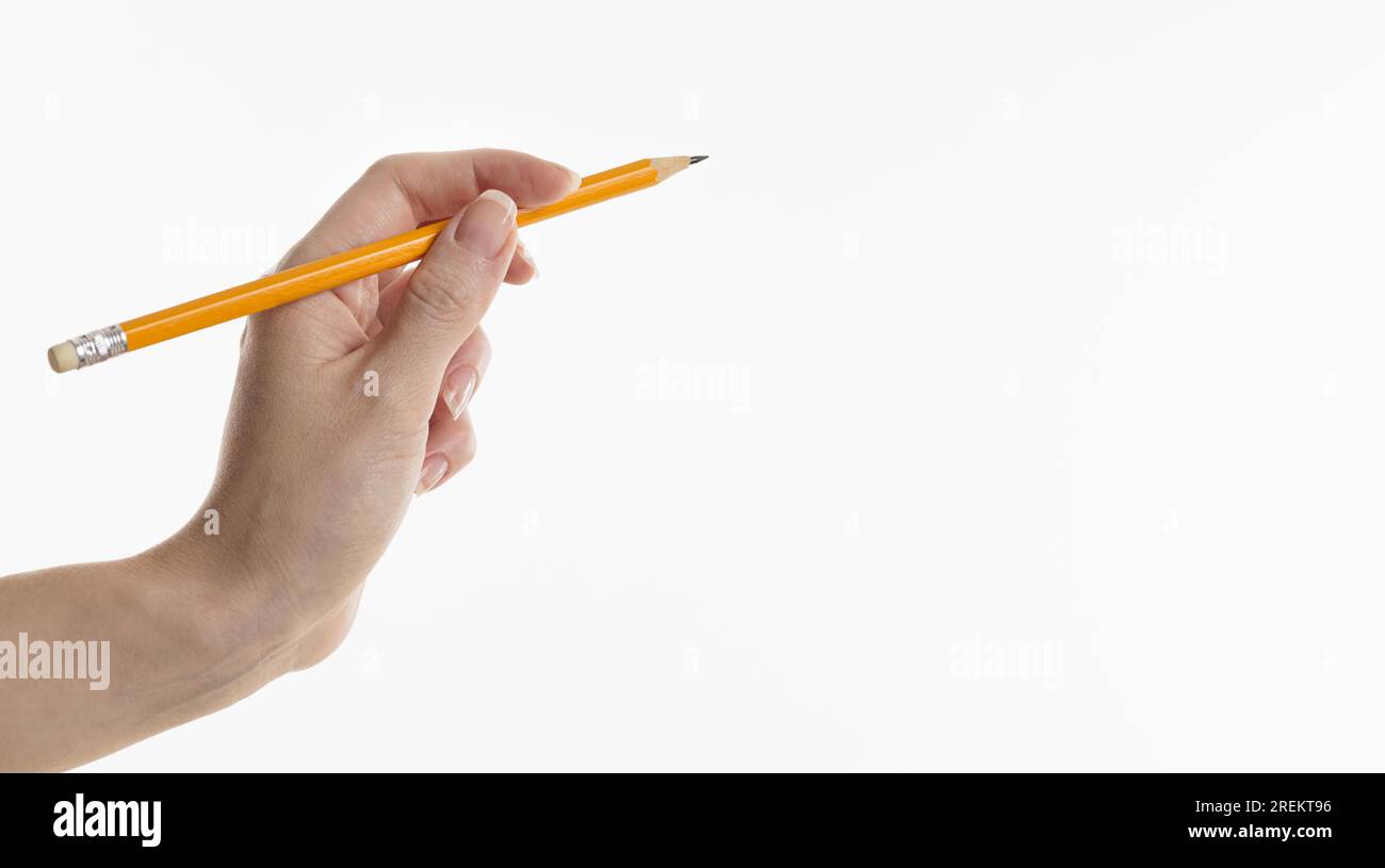 Hand holding pencil with copy space. Resolution and high quality ...