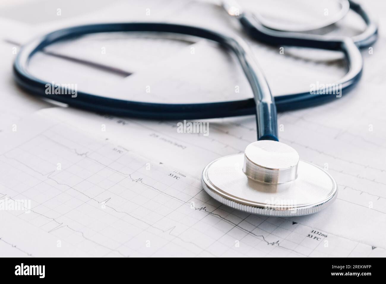 Close up stethoscope cardiogram chart. Beautiful photo Stock Photo - Alamy