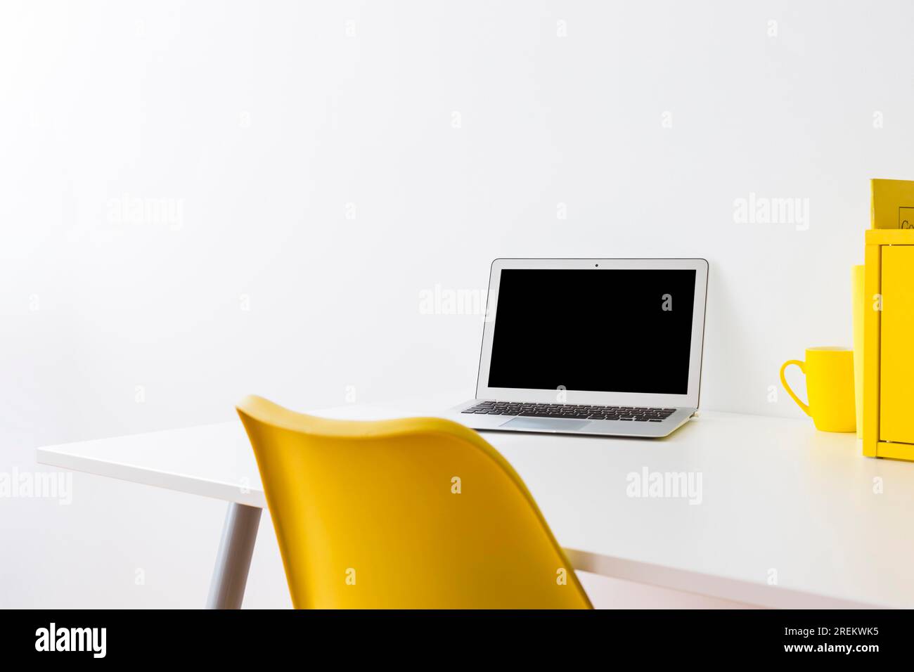 Creative workspace with yellow chair box. Beautiful photo Stock Photo ...