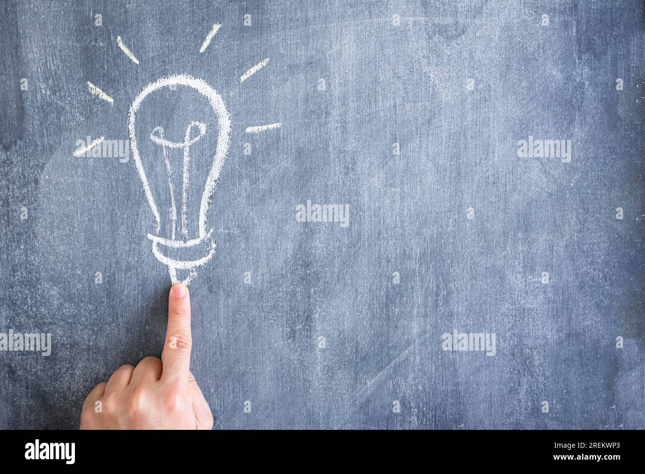 Finger pointing light bulb drawn with chalk chalkboard. Beautiful photo ...