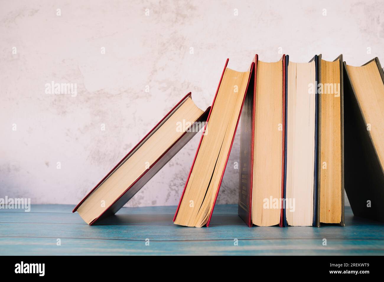 Front view book line. Beautiful photo Stock Photo - Alamy